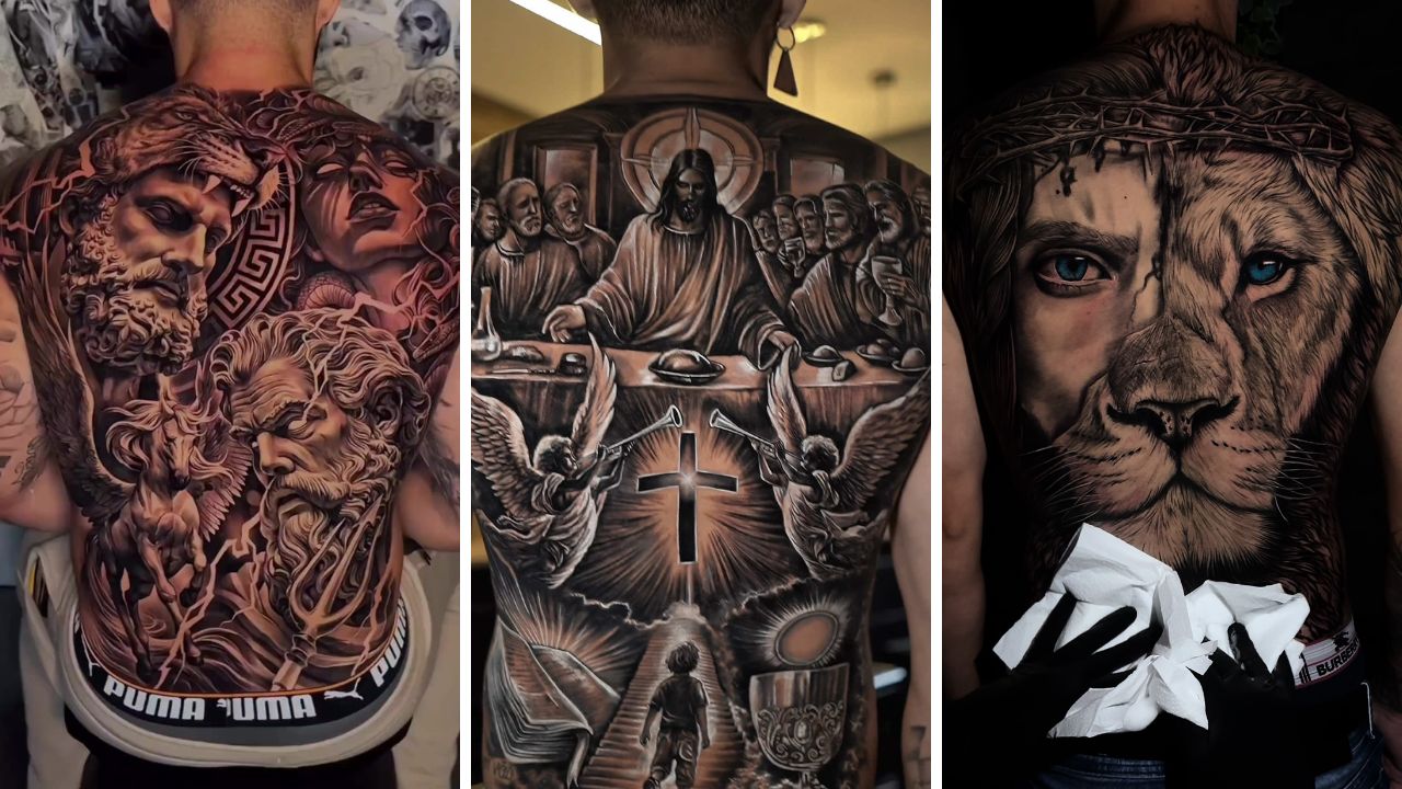 Tatuagem Costas Fechada: 12 ideias de tatuagens fechamento de costas